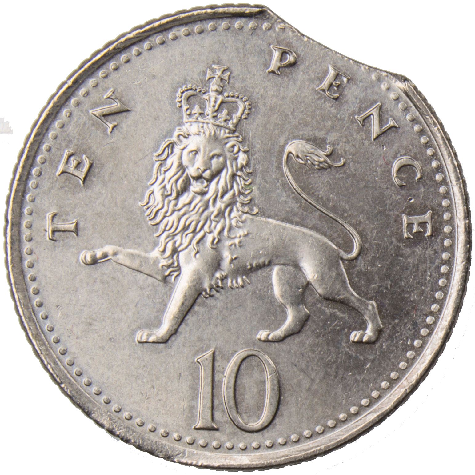 1992 Small 10 Pence clipped Unc